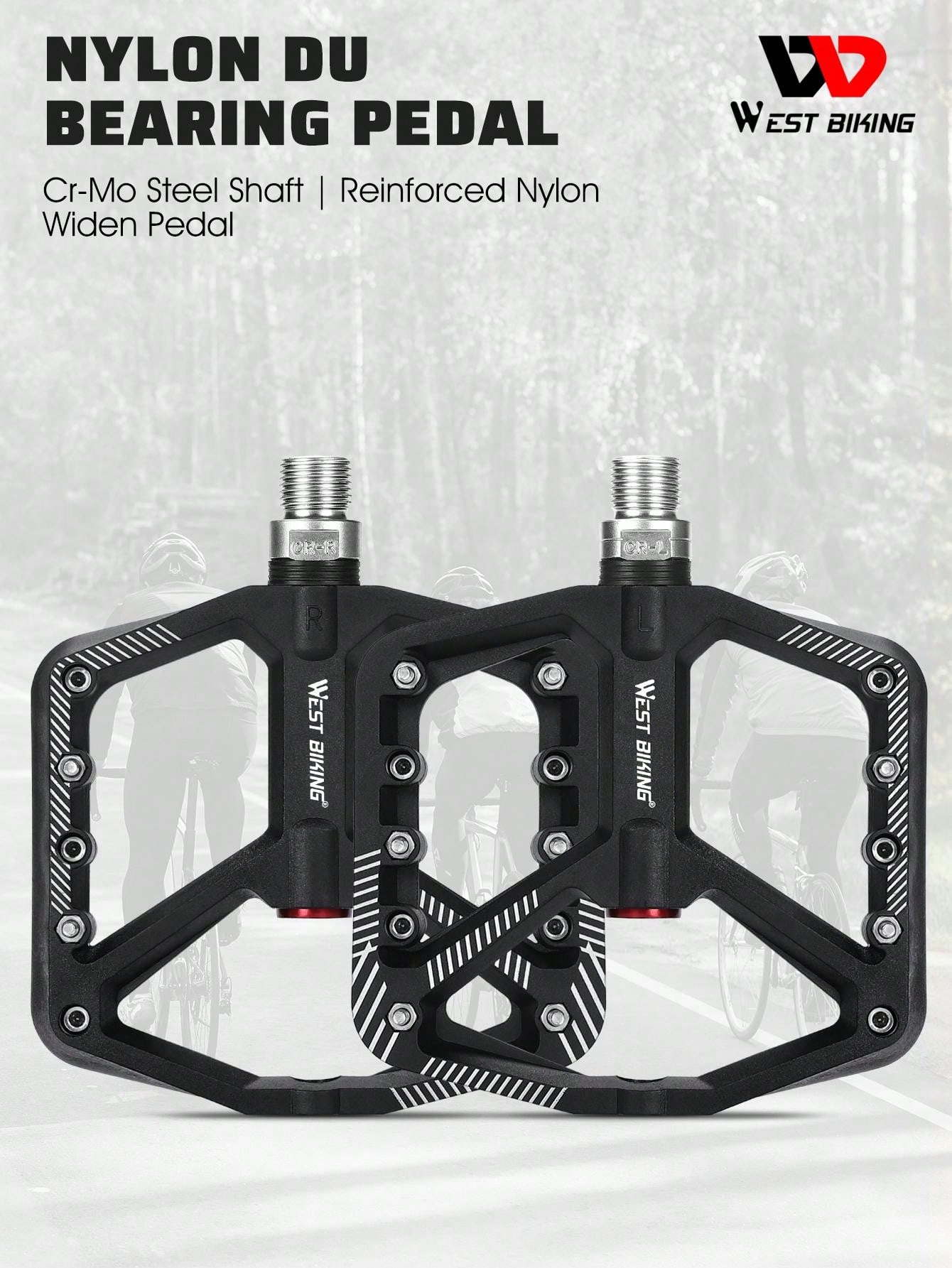 WEST BIKING 1 Pair West Biking Mountain Bike Nylon Pedal With Bearing ...