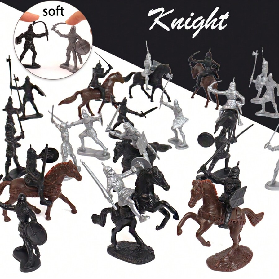 28pcs Medieval Soldier & Knight & Horse Toy Set Including Infantry ...