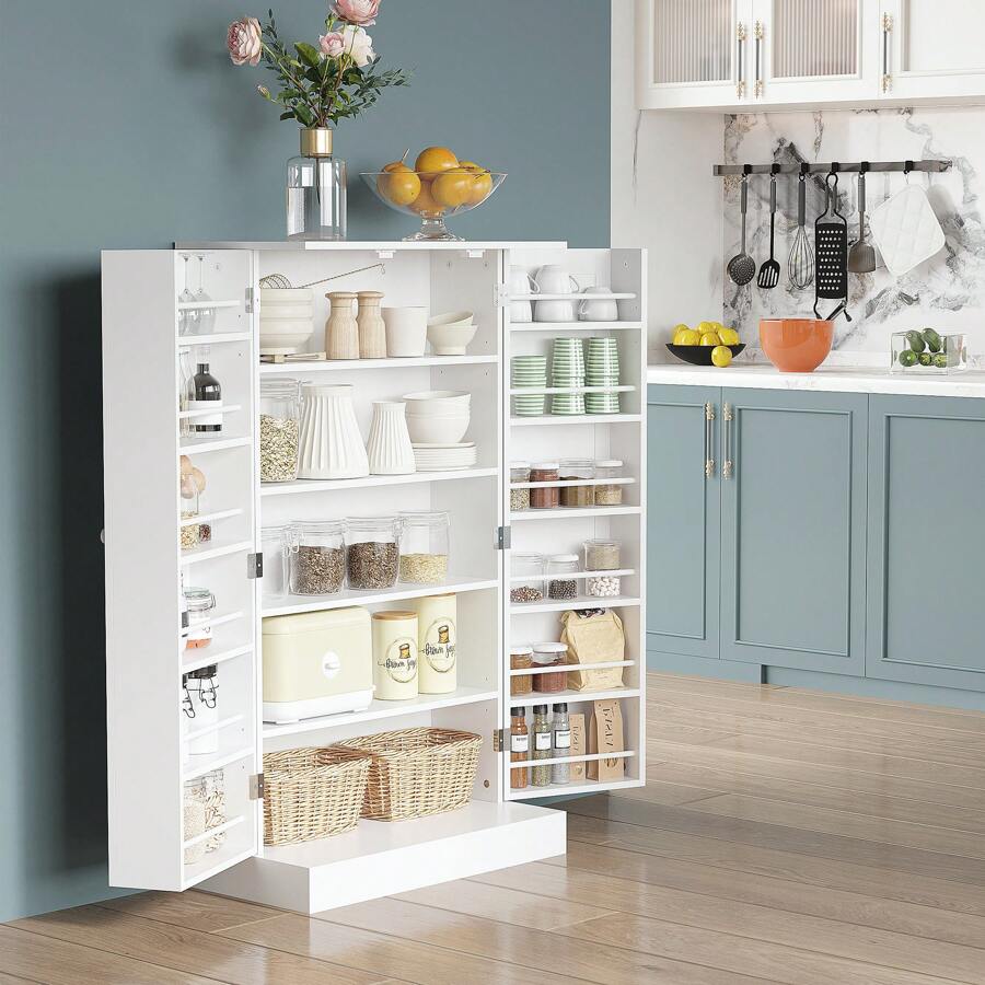 HOMCOM 41" Modern Kitchen Pantry Freestanding Storage Cabinet With ...