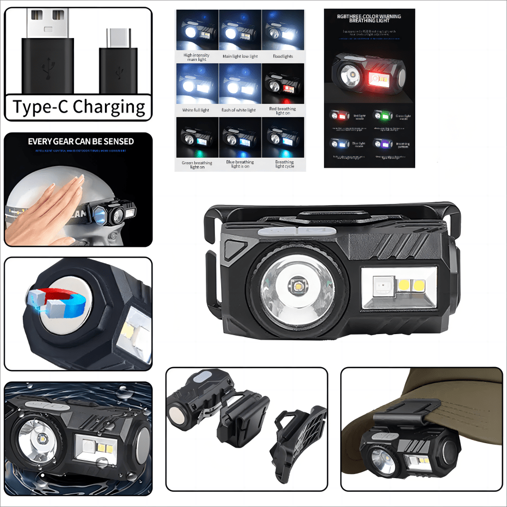 1pc Multifunctional XPE LED Headlights With Pen Clip Built-In Battery ...