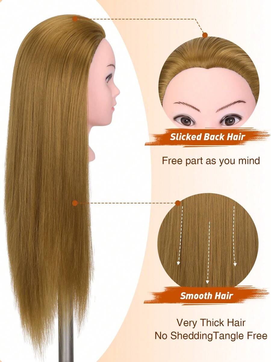 26 Inch Slicked Back Synthetic Hair Teaching Head Cosmetology Mannequin ...