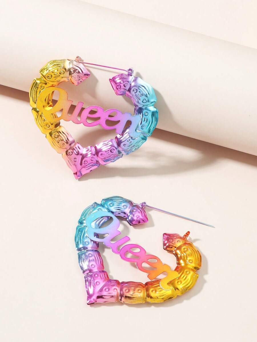 Earrings Pair Of Exaggerated Gold Round Hoops With Letter Details For ...