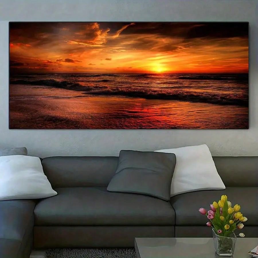 Sunset Scenery, Sky With Clouds, Horizontal Panorama, Decorative Wall ...