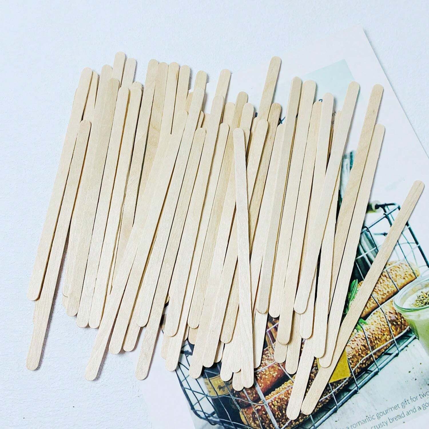 100 pièces Bâtonnets à café jetables en bois, bâtonnets à remuer le ...