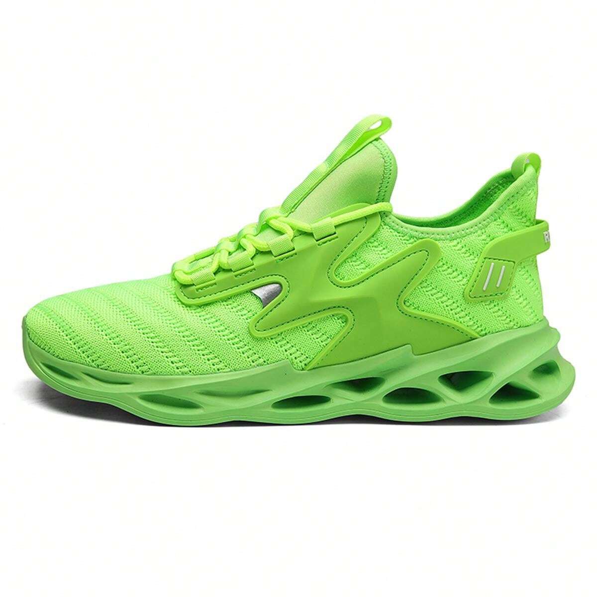 Zapatos De Hombre 2024 Nuevos Zapatos De Malla Casuales En Verde Fluorescente Con unicolor ...