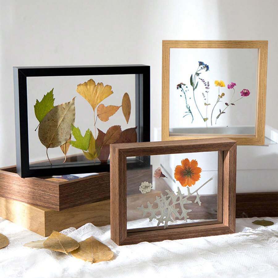 Double-Sided Glass Wooden Picture Frame Display Stand, Creative DIY ...