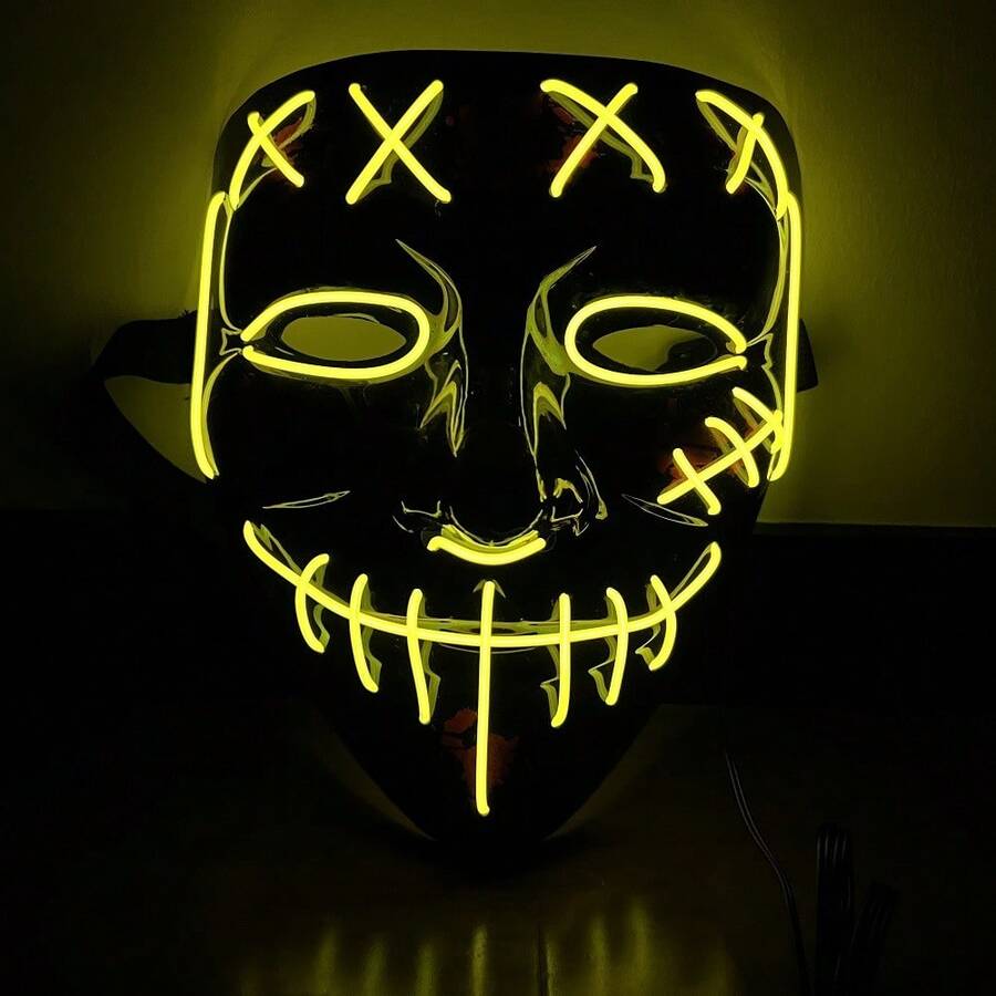 Halloween Luminous Mask Vendetta Mask Cosplay Prop Bar Party EL Cold ...