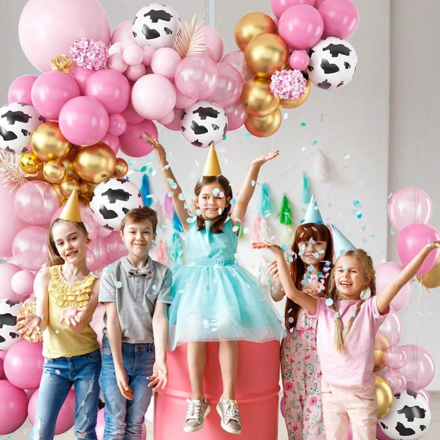 155PCS Pink Balloon Arch Kit, Cow Balloon Arch Kit, Pink Cow Balloons ...
