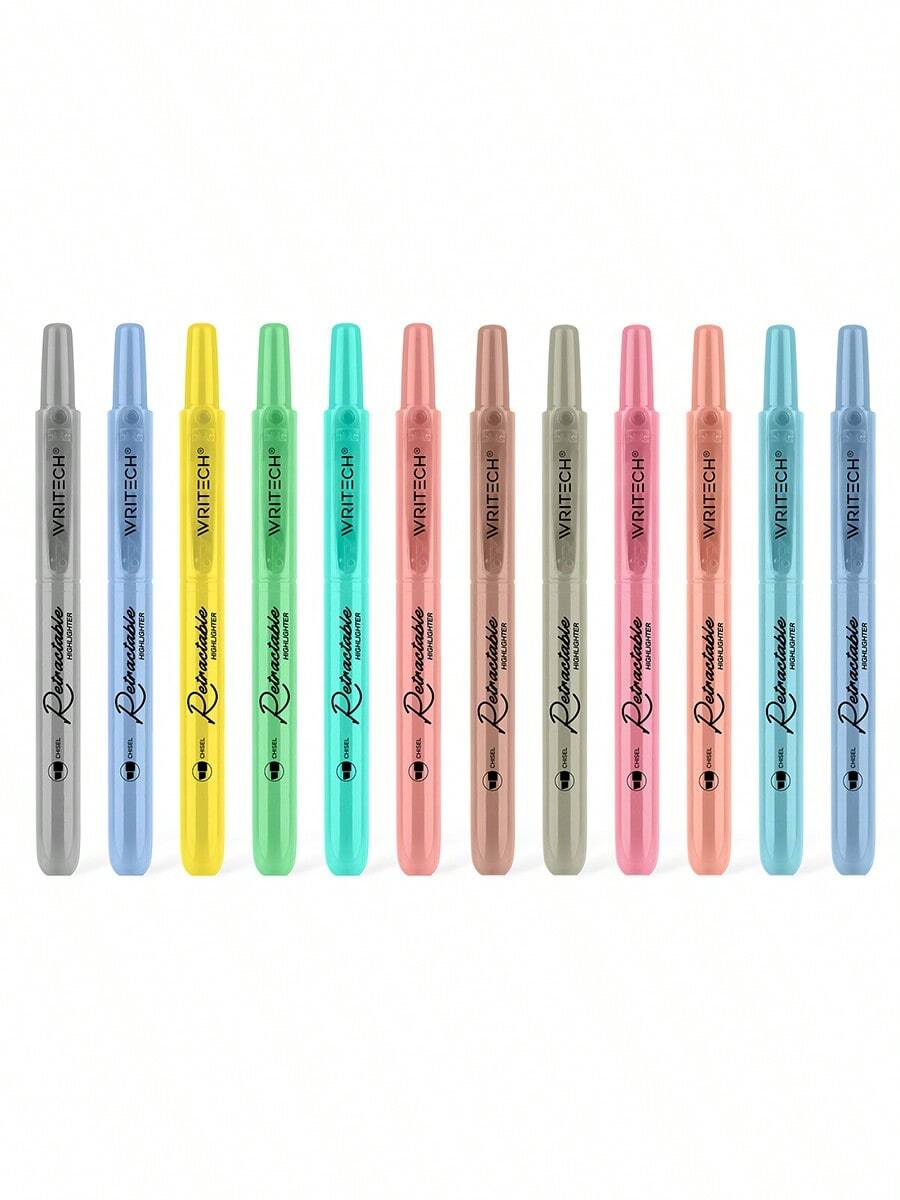 WRITECH Retractable Highlighters Assorted Colors: Chisel Tip Click ...
