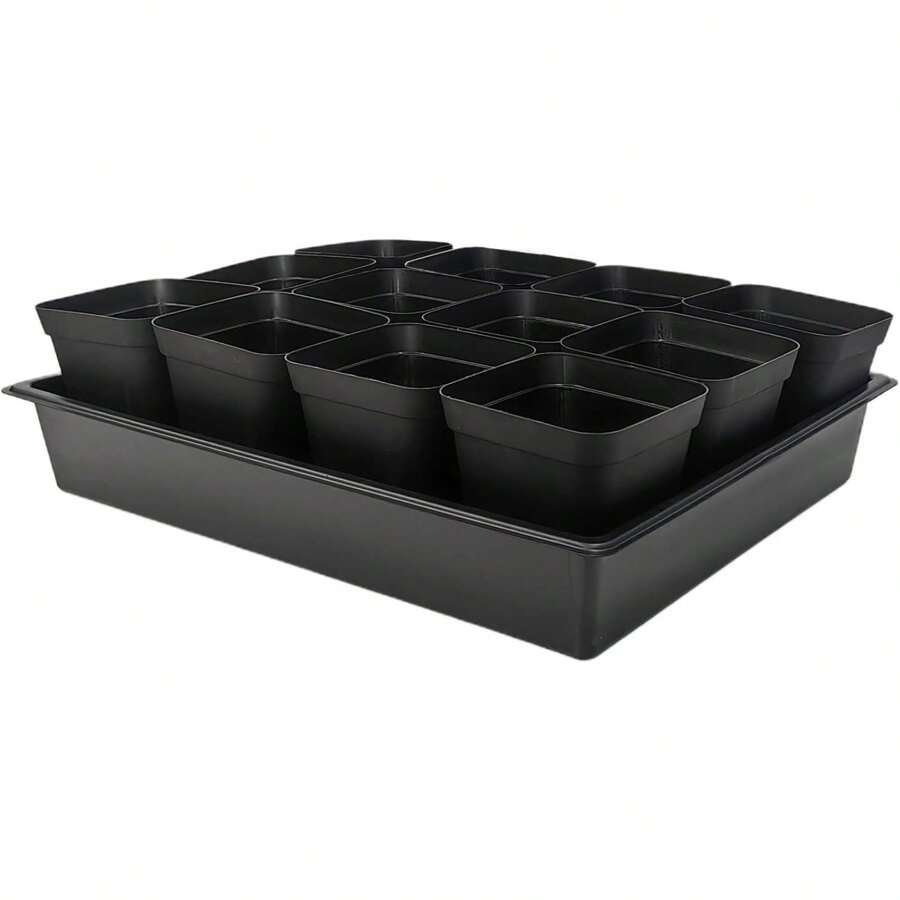 3.5 Inch 60pcs Square Nursery Pots , 5 Pcs Sturdy Seed Starter Trays ...