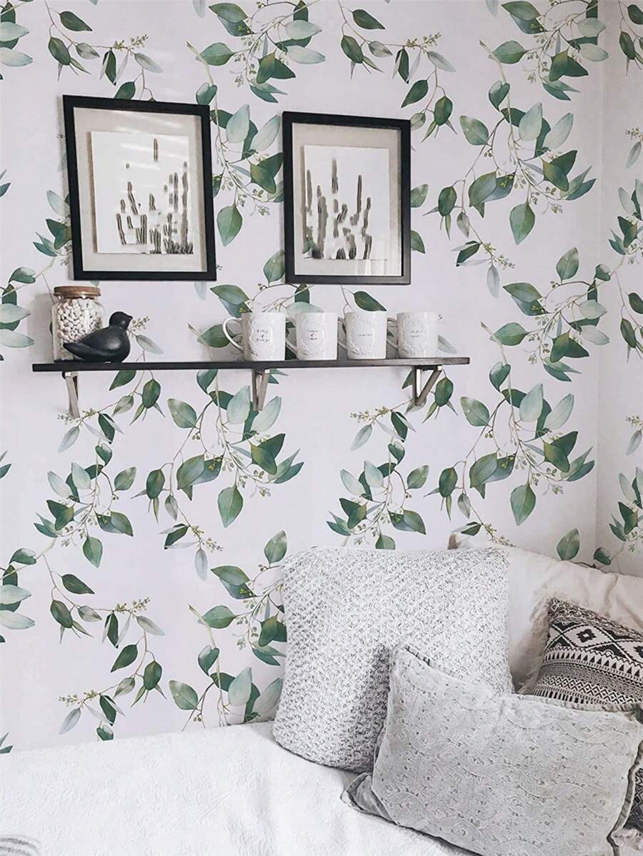 1 Roll Vinyl Green Leaf Peel And Stick Wallpaper Self Adhesive Contact ...