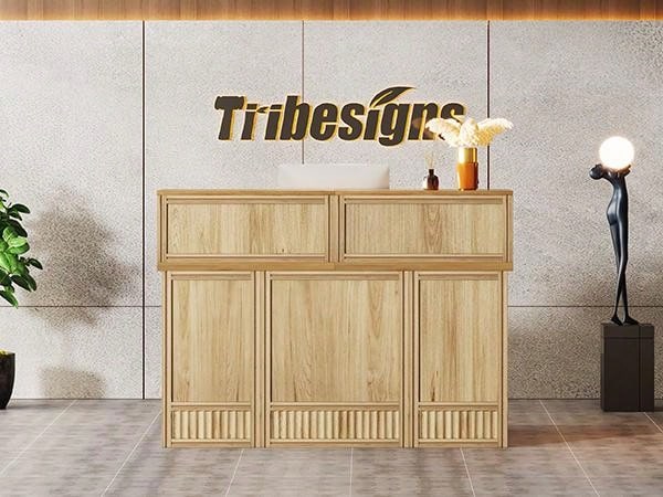 Tribesigns Reception Desk With Counter, 57-Inch Rustic Front Desk ...