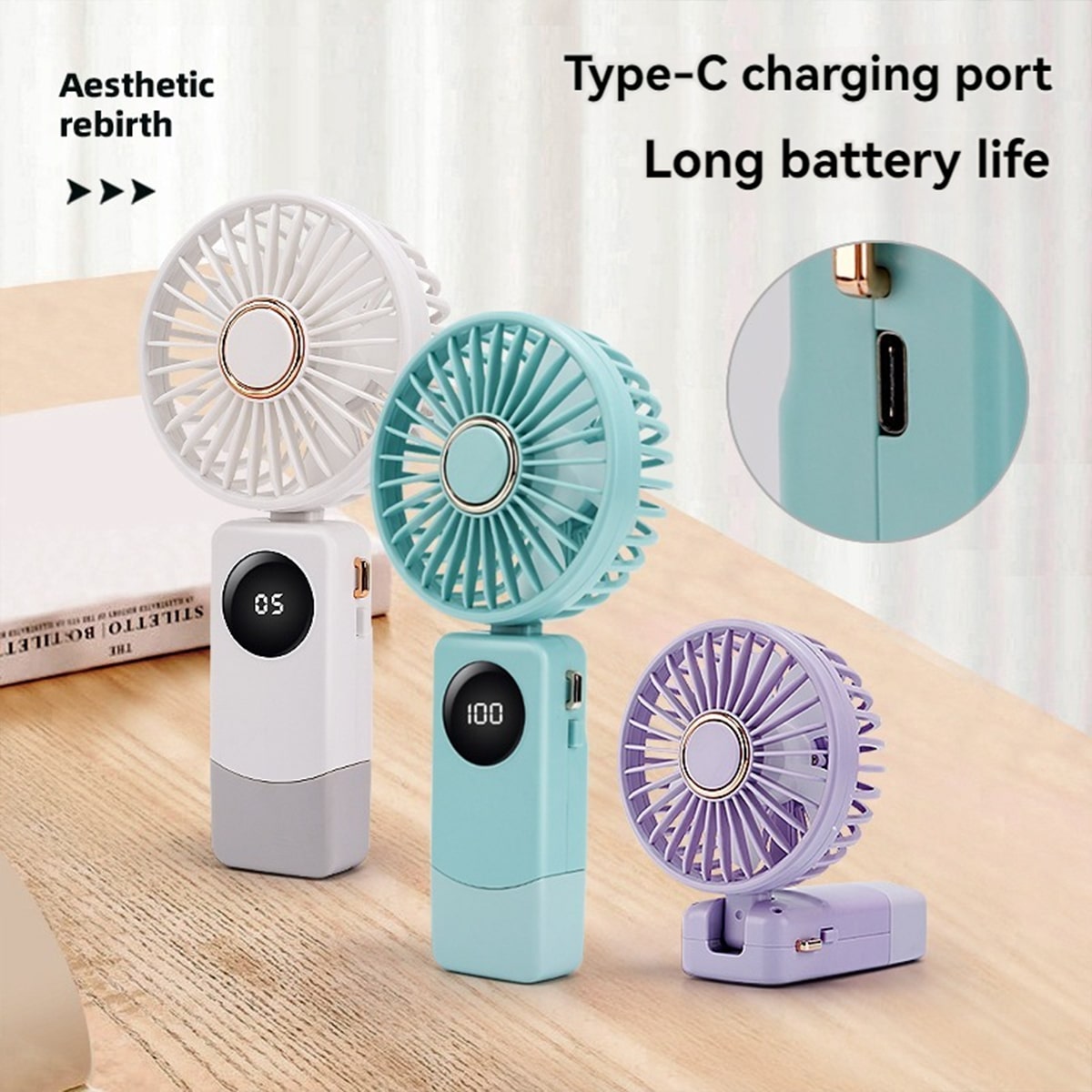 1pc 1200mah Rechargeable Handheld And Neck-Hanging Dual Display ...