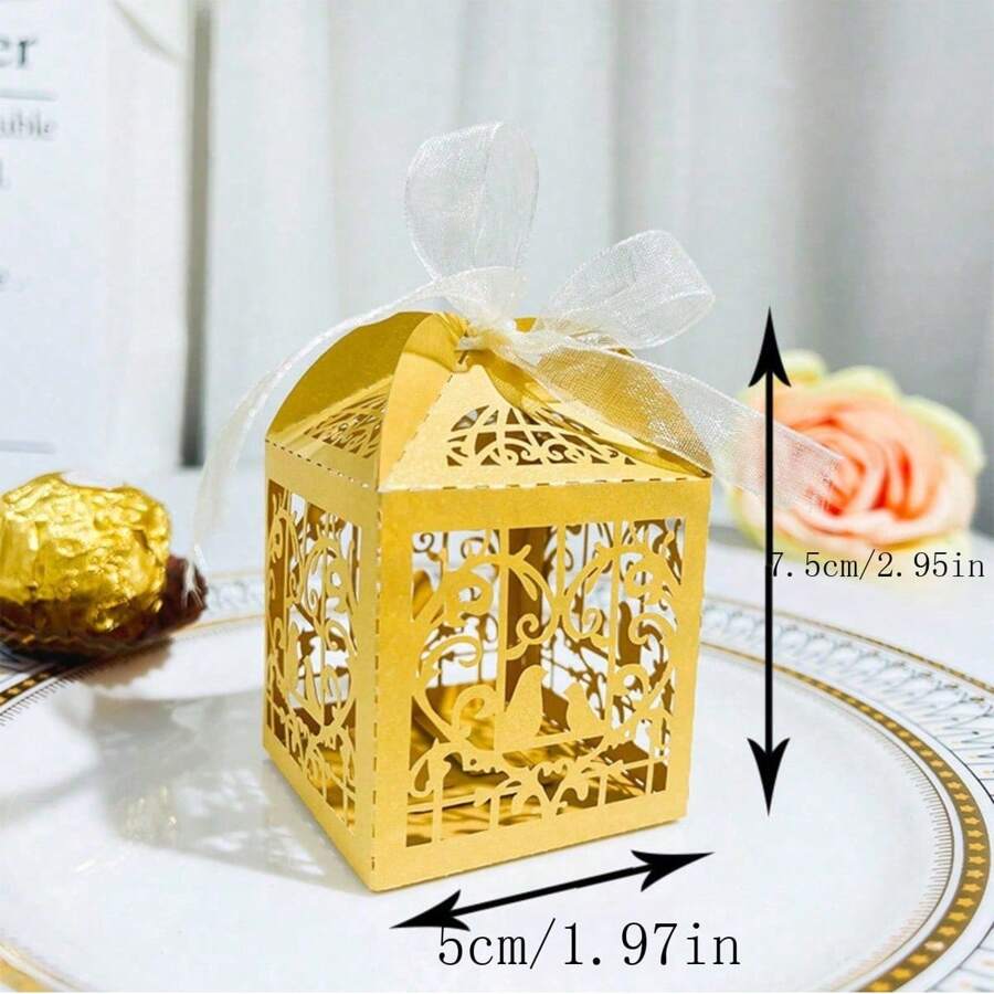 10pcs Beautiful White Love Heart Laser Cut Wedding Candy Gift Box For ...