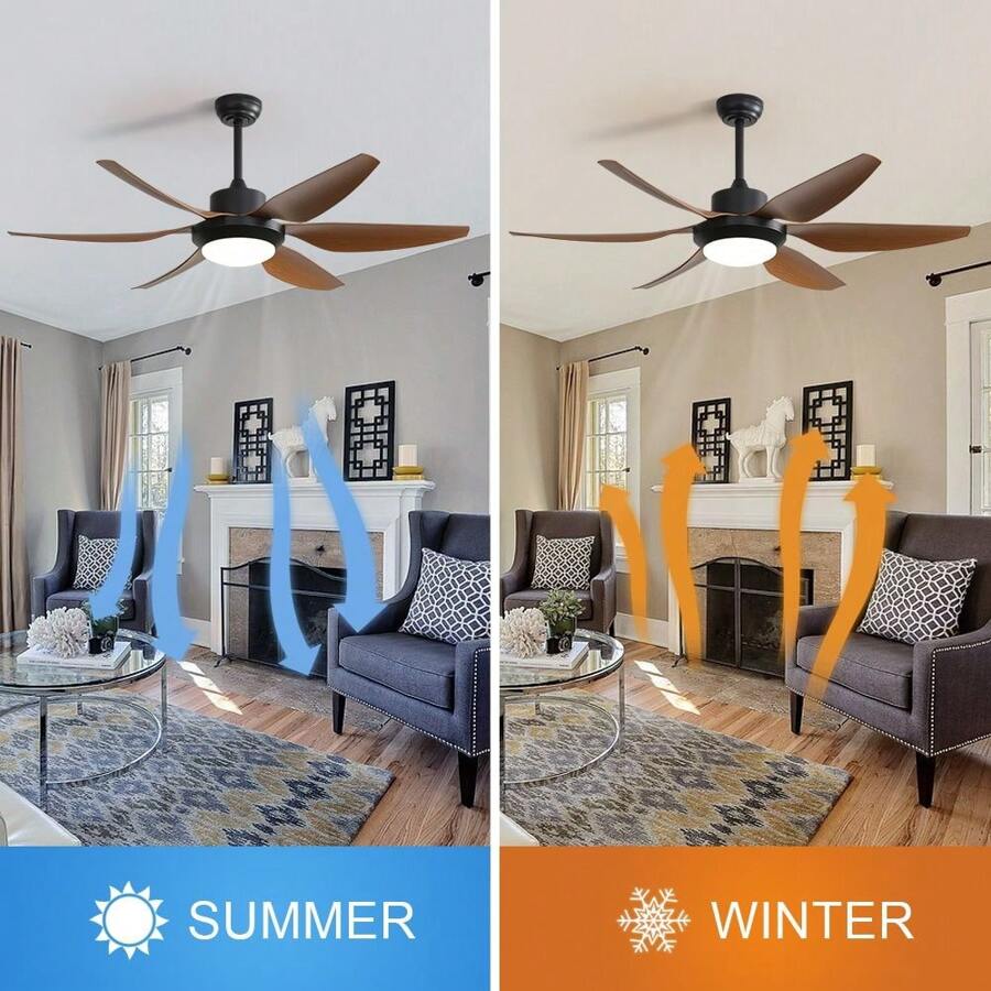 54 Inch Indoor Ceiling Fan With Dimmable Led Light 5 ABS Blades Remote ...