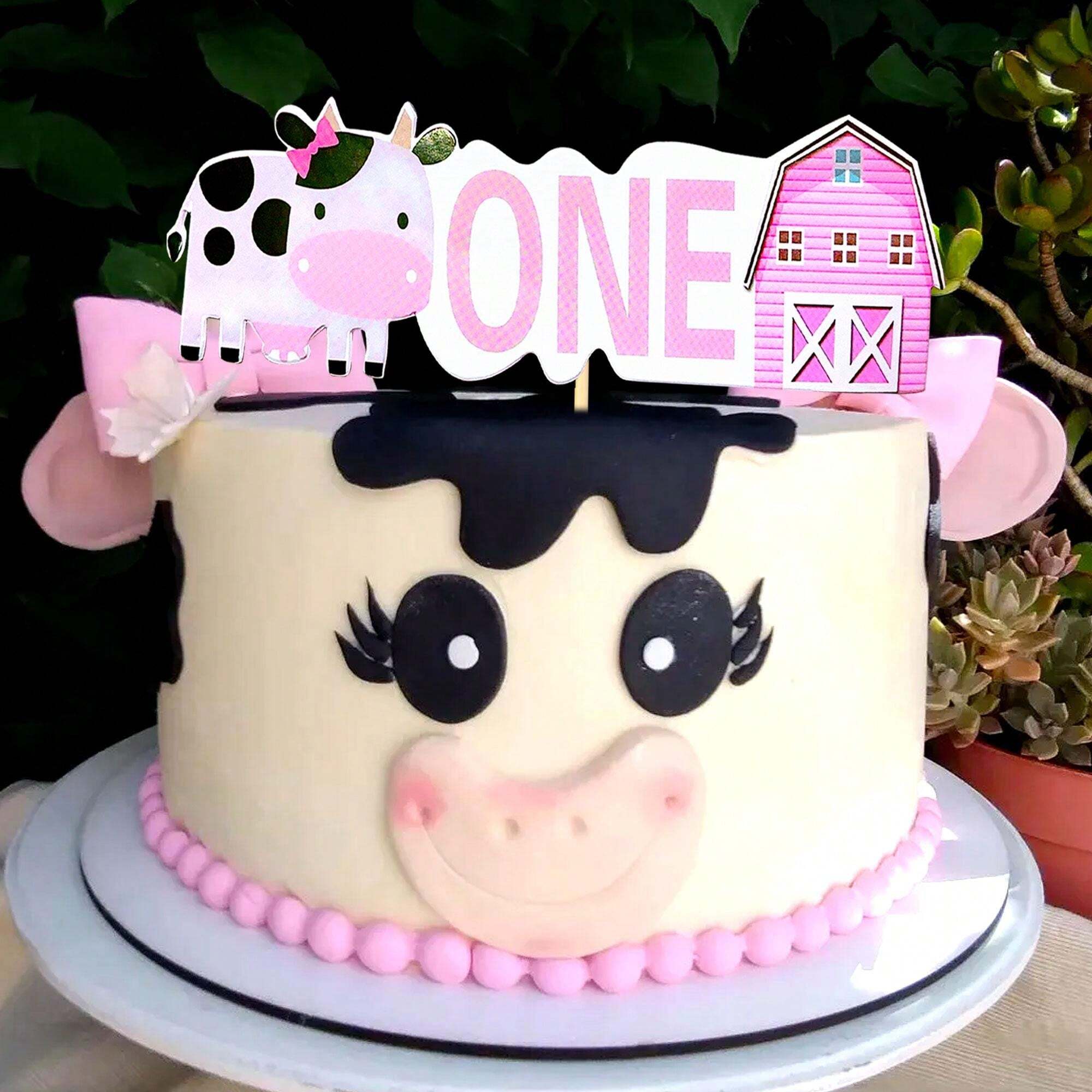 Laventy Pink Farm Animal One Banner Farm Animal First Birthday ...
