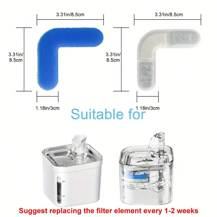 Cat Water Fountain Filters, 8-Piece Set Replacement Filters For Triple ...