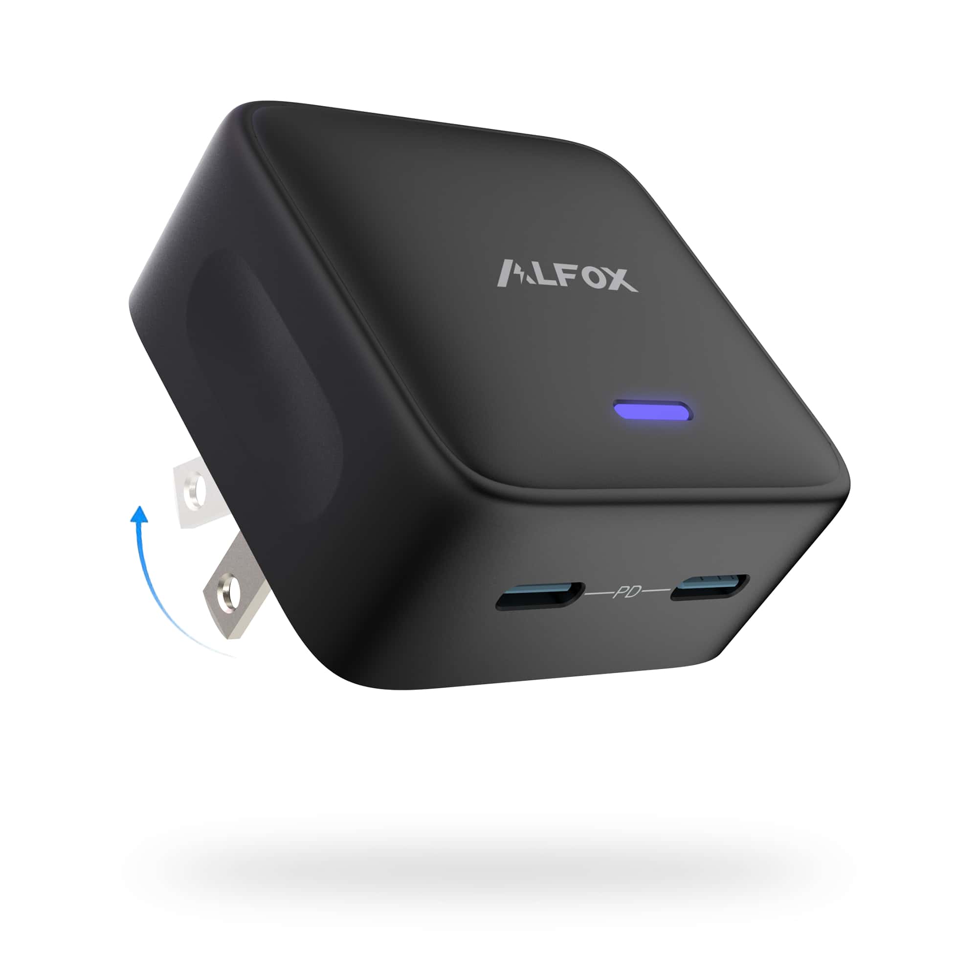 35W Dual USB-C Port Compact Power Adapter PC007, Alfox PD 3.0 GaN PPS ...
