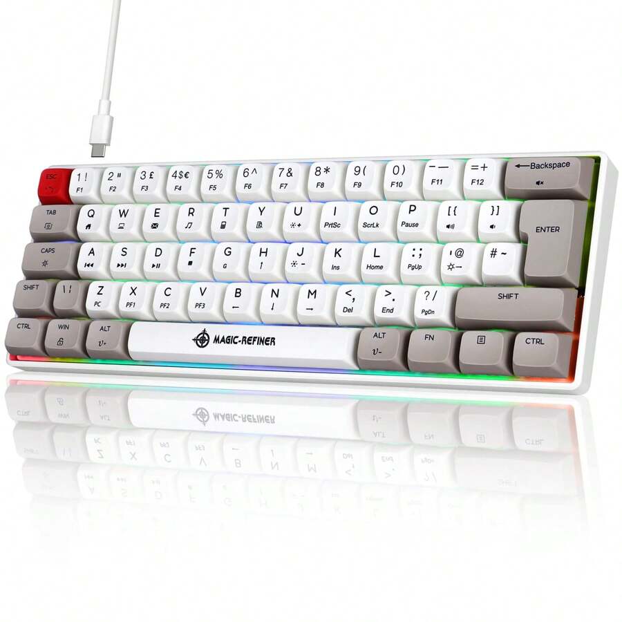 60% Mechanical Gaming Keyboard, Blue Switches, RGB Backlit Compact Mechanical Keyboard, PBT Dye ...