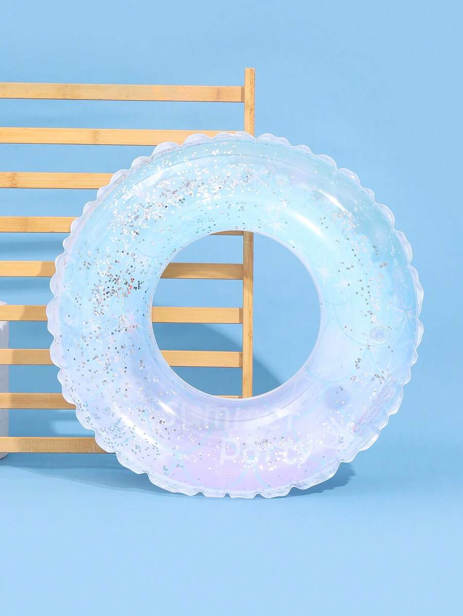 1pc Inflatable Transparent PVC Adult Swimming Ring With Glitter And ...