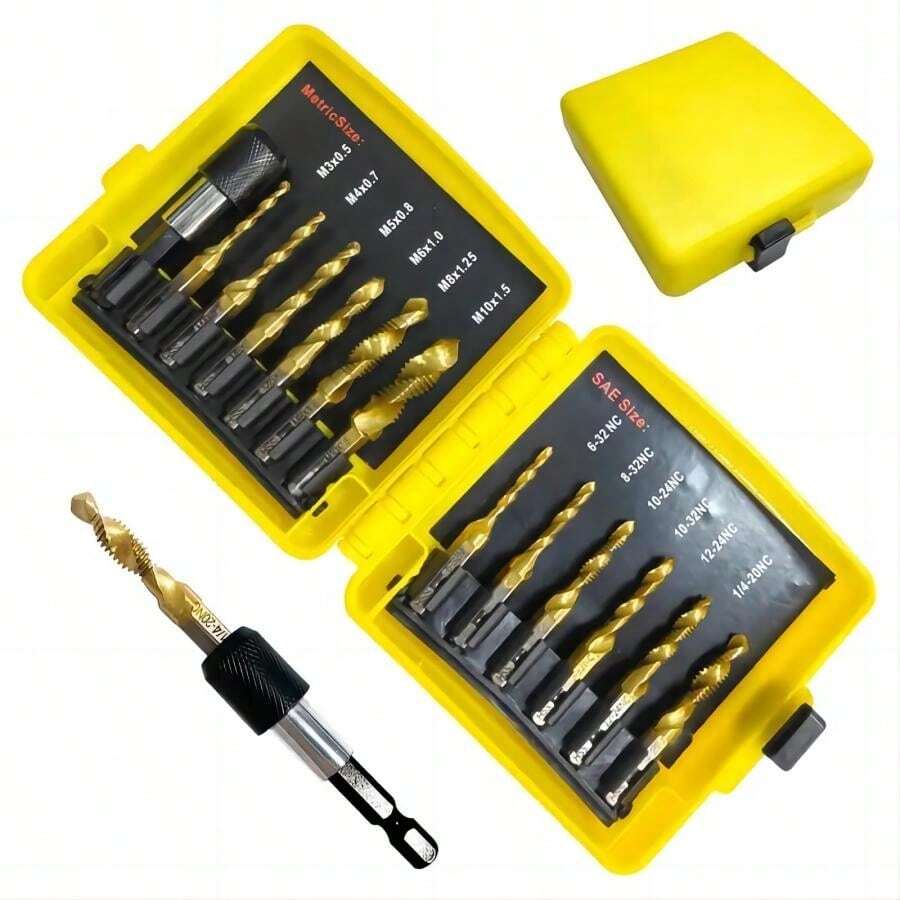 13pcs High-Speed Steel Wire Tap Set, SAE And Metric Hexagonal Composite ...