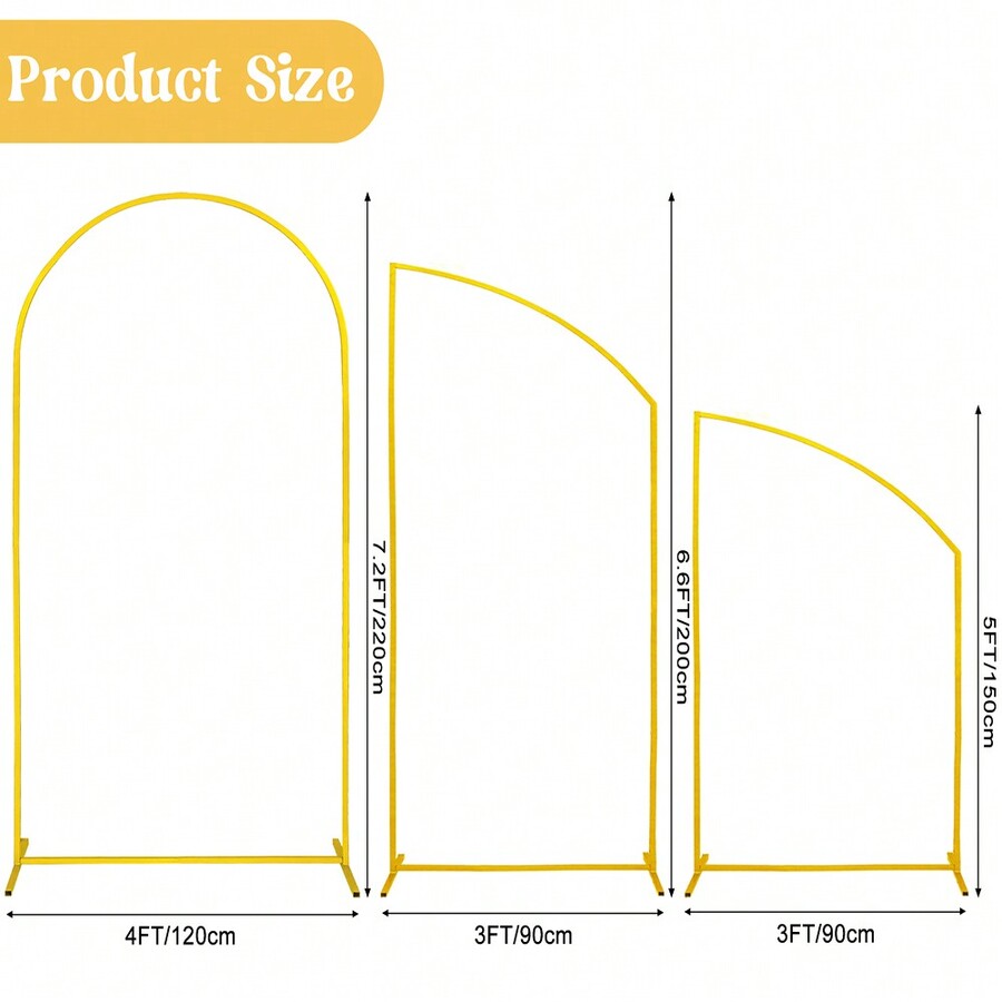 Set Of 3 | Arch Backdrop Stand Balloon Arch Stand Stable Metal Gold ...