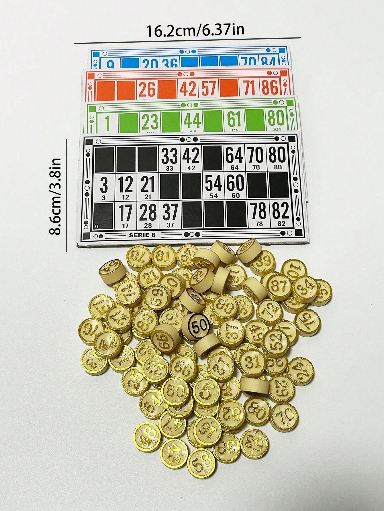 Plastic Bingo Lotto Game Set 90pcs Golden Chess 48 Number Cards Bingo ...