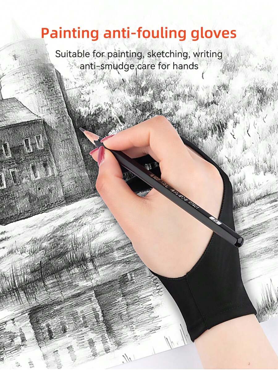 Drawing Glove For Graphic Tablet Artist Gloves With Two Fingers For ...