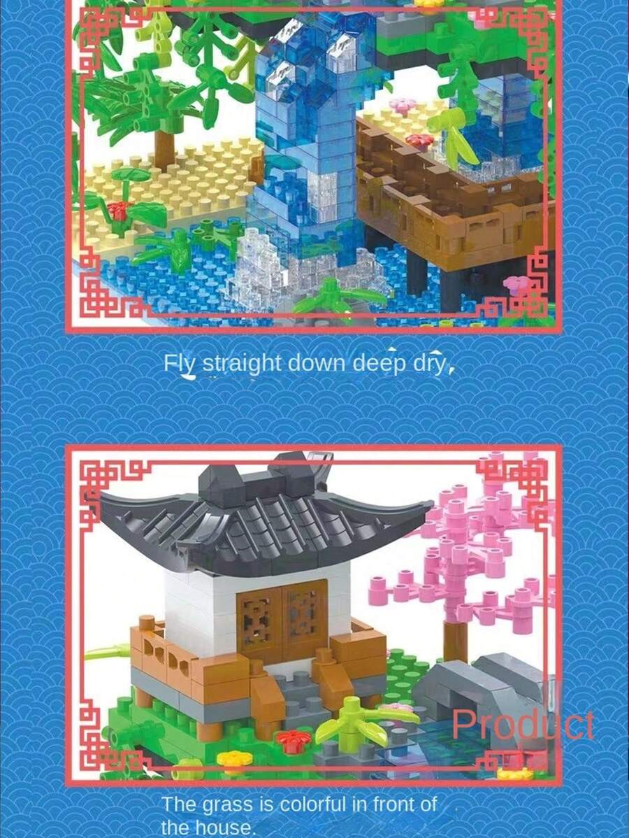1Set Different Ancient Miniature Building Blocks, Classic Waterfalls ...