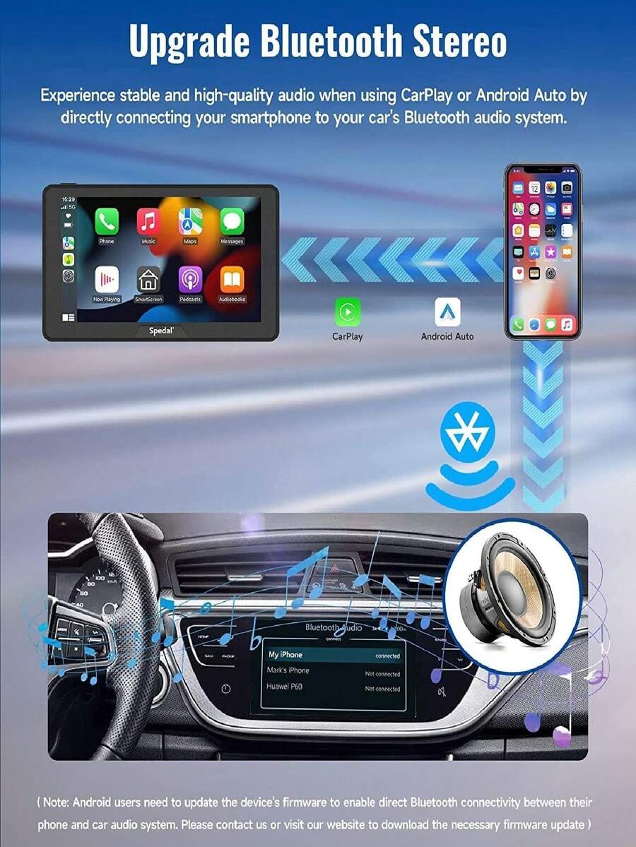 Portable 7" IPS Touchscreen-Car Stereo With Wireless CarPlay And ...