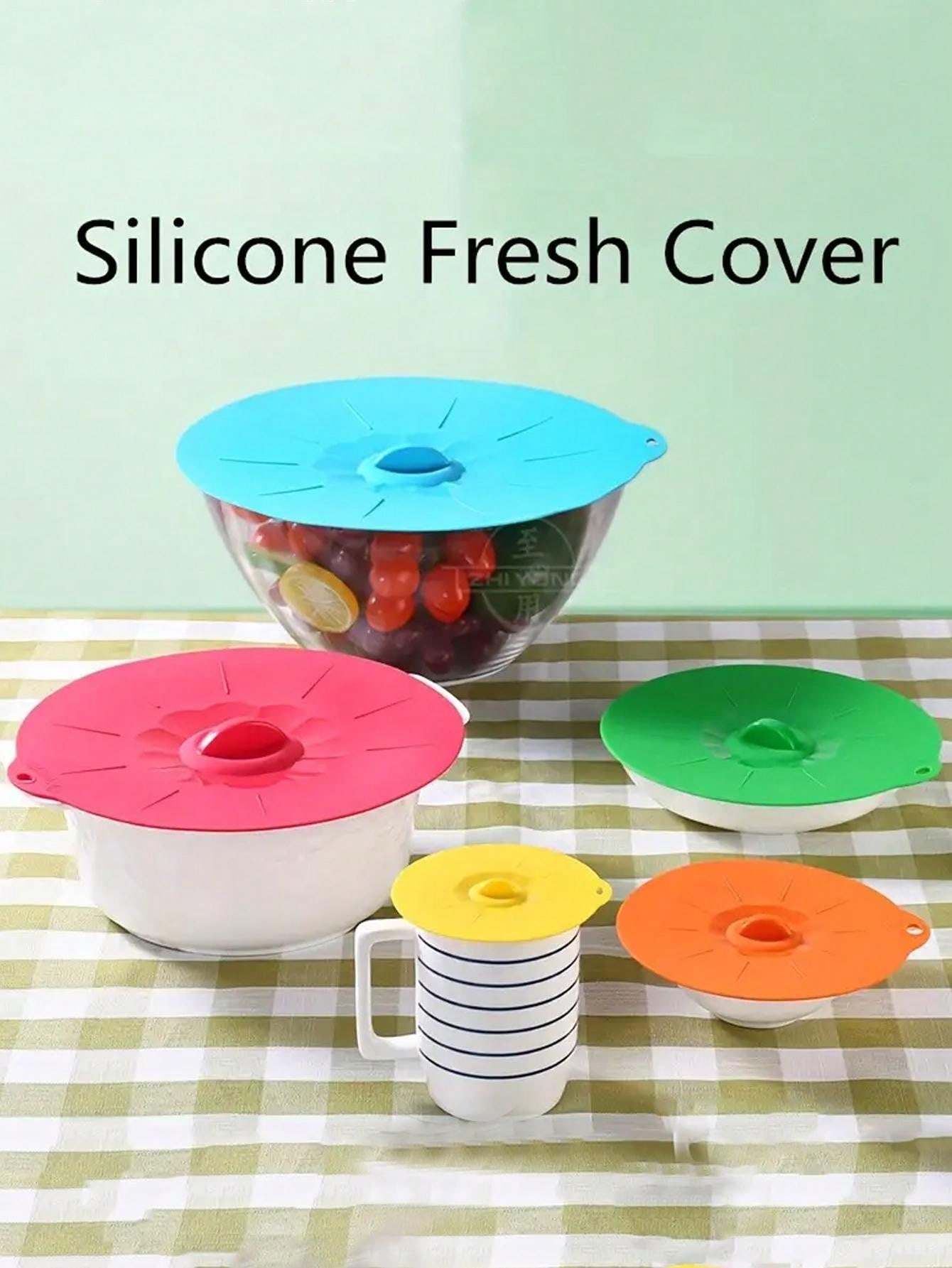5pcs/Set Microwave Cover Silicone Lids, Silicone Fresh-Keeping Cover ...