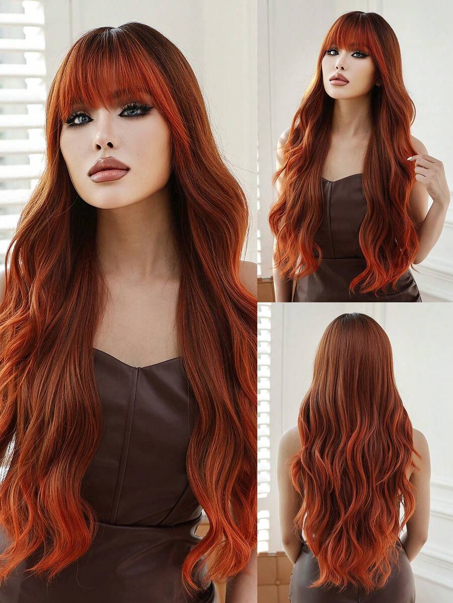 HAIRCUBE HAIRCUBE 28-Inch Long Natural Curly Wig With Bangs ...