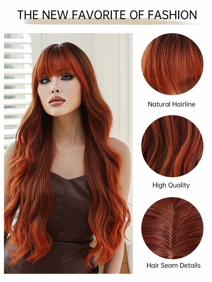 HAIRCUBE HAIRCUBE 28-Inch Long Natural Curly Wig With Bangs ...