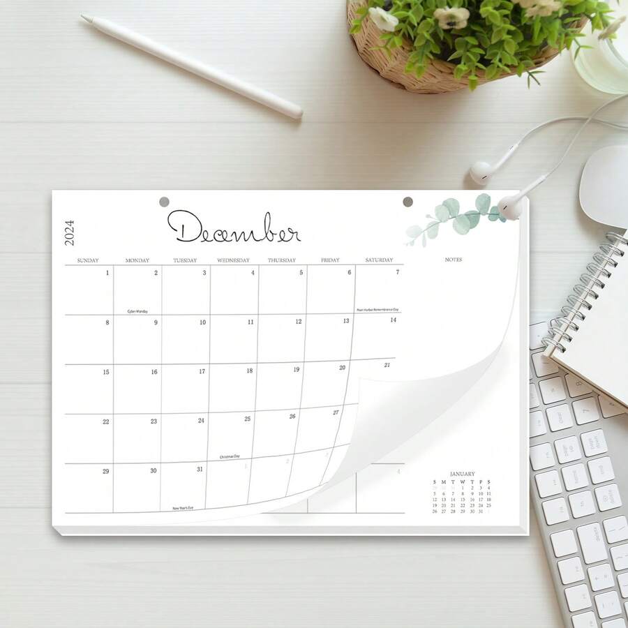 1 PC 2024 Dated Daily Monthly Schedule With Tear-Off Notebook Calendar ...