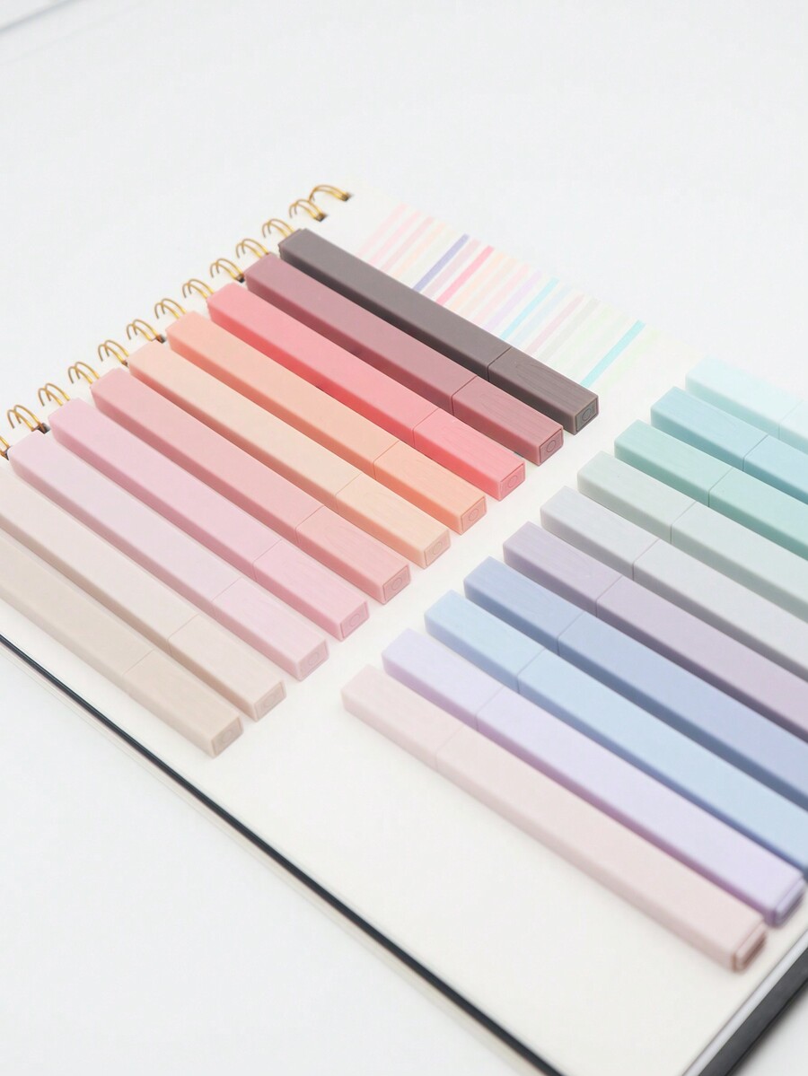 20pcs Pastel Morandi Square Highlighter Markers, Aesthetic Chisel Tip ...