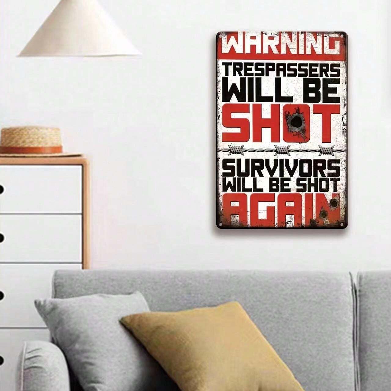 Private Property Humor Metal Tin Sign 12x8 Inches - 'Warning ...