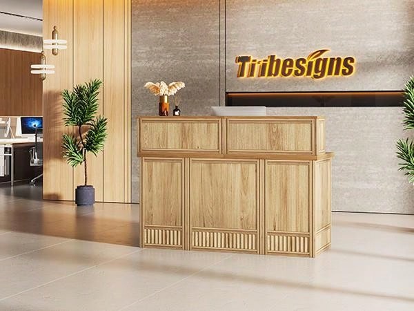 Tribesigns Reception Desk With Counter, 57-Inch Rustic Front Desk ...