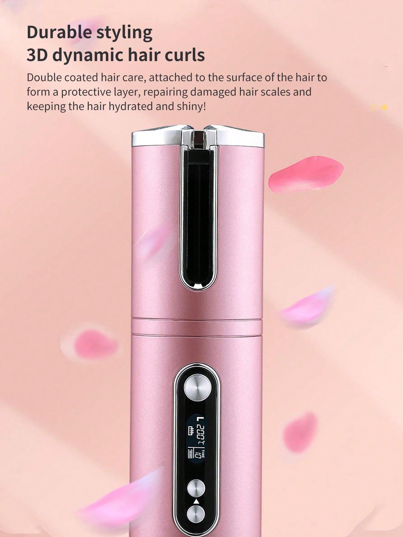 Cordless Automatic Hair Curler With Ceramic Rotating Barrel, Portable ...