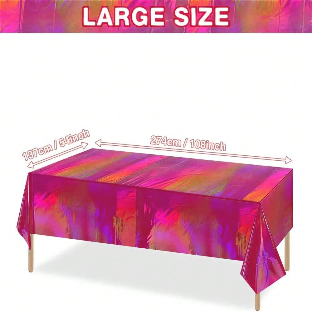 Wedding Iridescent Plastic Tablecloths Shiny Disposable Rectangle Table Covers Foil Tablecloth ...