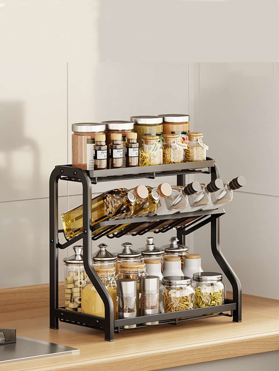 Slanted Spices Rack Kitchen Countertop Organizer Three-Layer ...