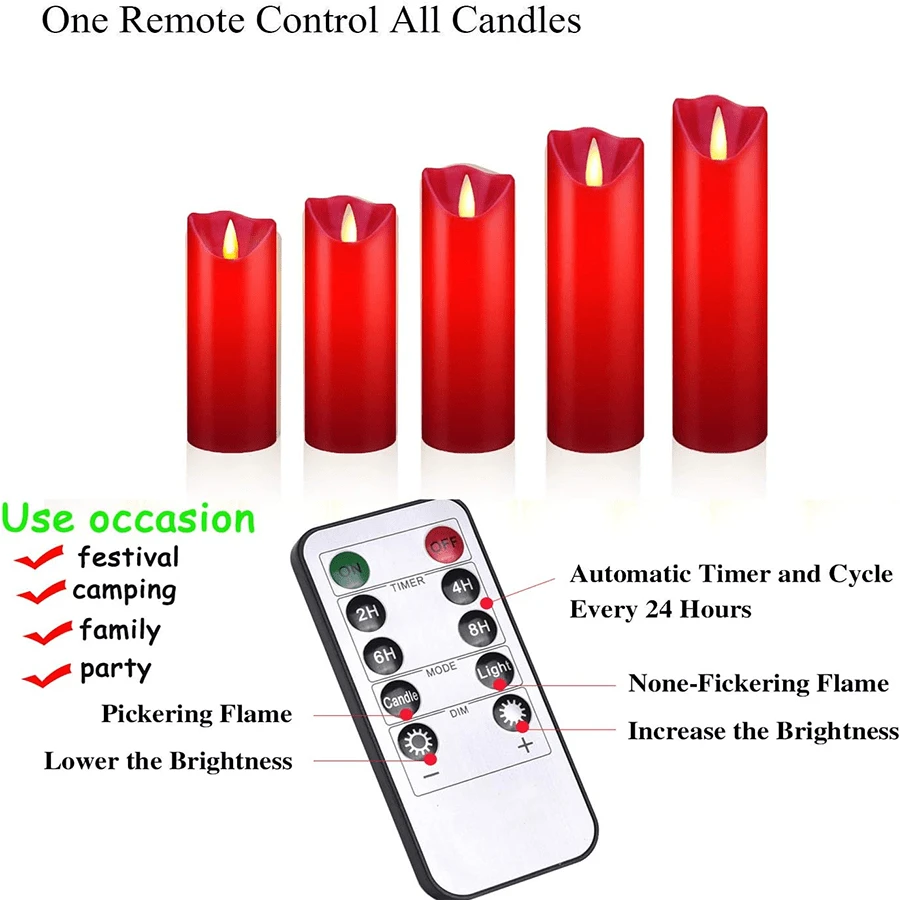LED Battery Flameless Candles Dripless Real Wax Flickering Pillars ...