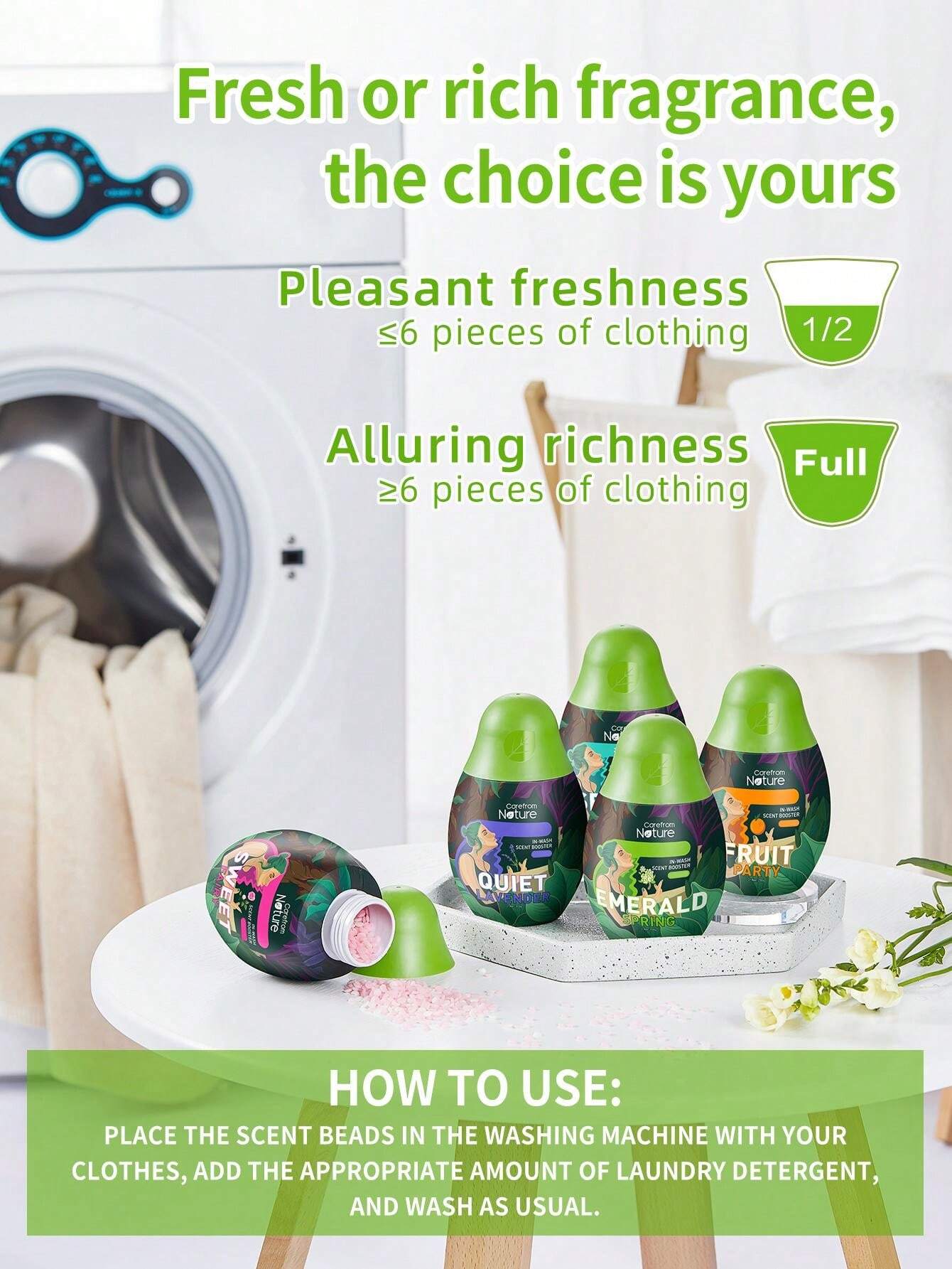 Carefrom Nature Laundry Scent Beads With 5 Fragrances, Long Lasting ...