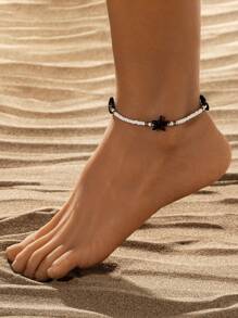 Starfish Decor Beaded Anklet | SHEIN USA