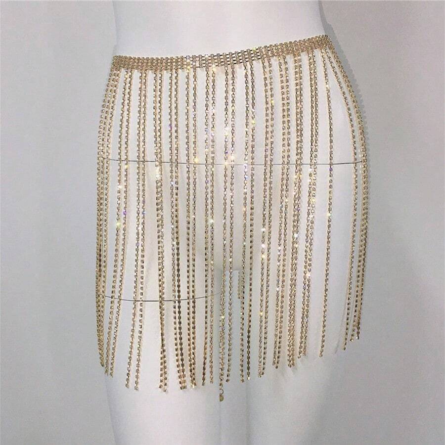 Fashionable Women's Fringe Chain Skirt And Sexy Body Chain For Clubbing ...