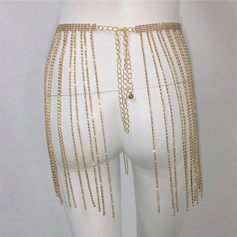 Fashionable Women's Fringe Chain Skirt And Sexy Body Chain For Clubbing ...