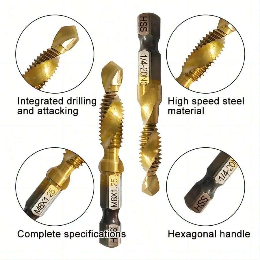 13pcs High-Speed Steel Wire Tap Set, SAE And Metric Hexagonal Composite ...