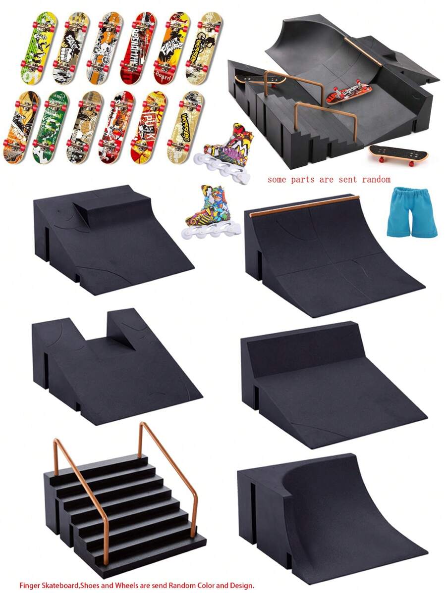 Fingertopp Leksaker 6-i-1 Finger Med Finger skateboard Kit Trappa Spår ...
