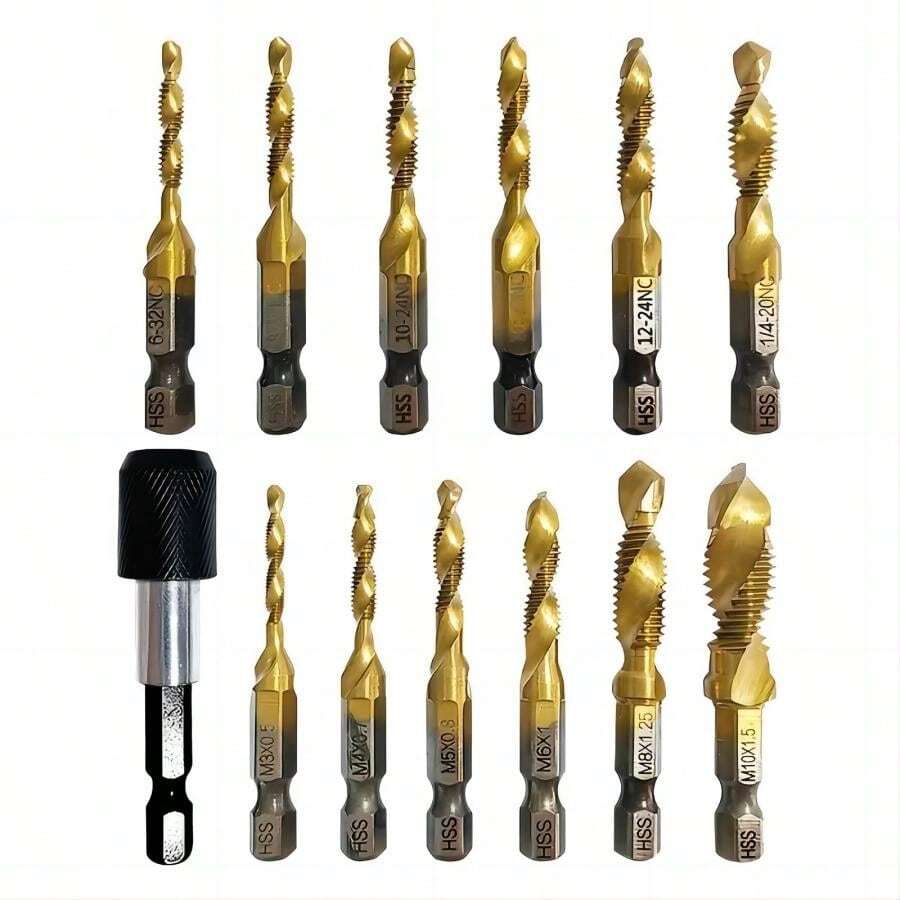 13pcs High-Speed Steel Wire Tap Set, SAE And Metric Hexagonal Composite ...