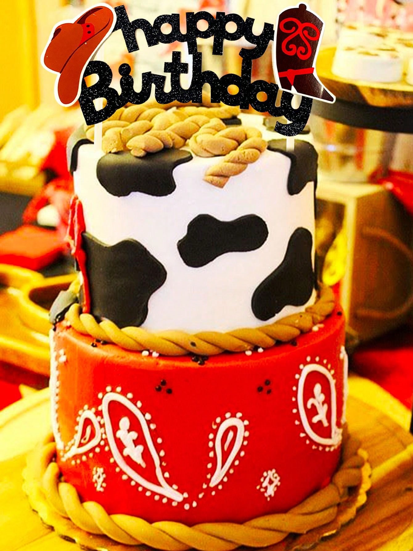 Laventy Vaquero Cake Topper De Cumpleaños, Suministros Para Fiesta De ...