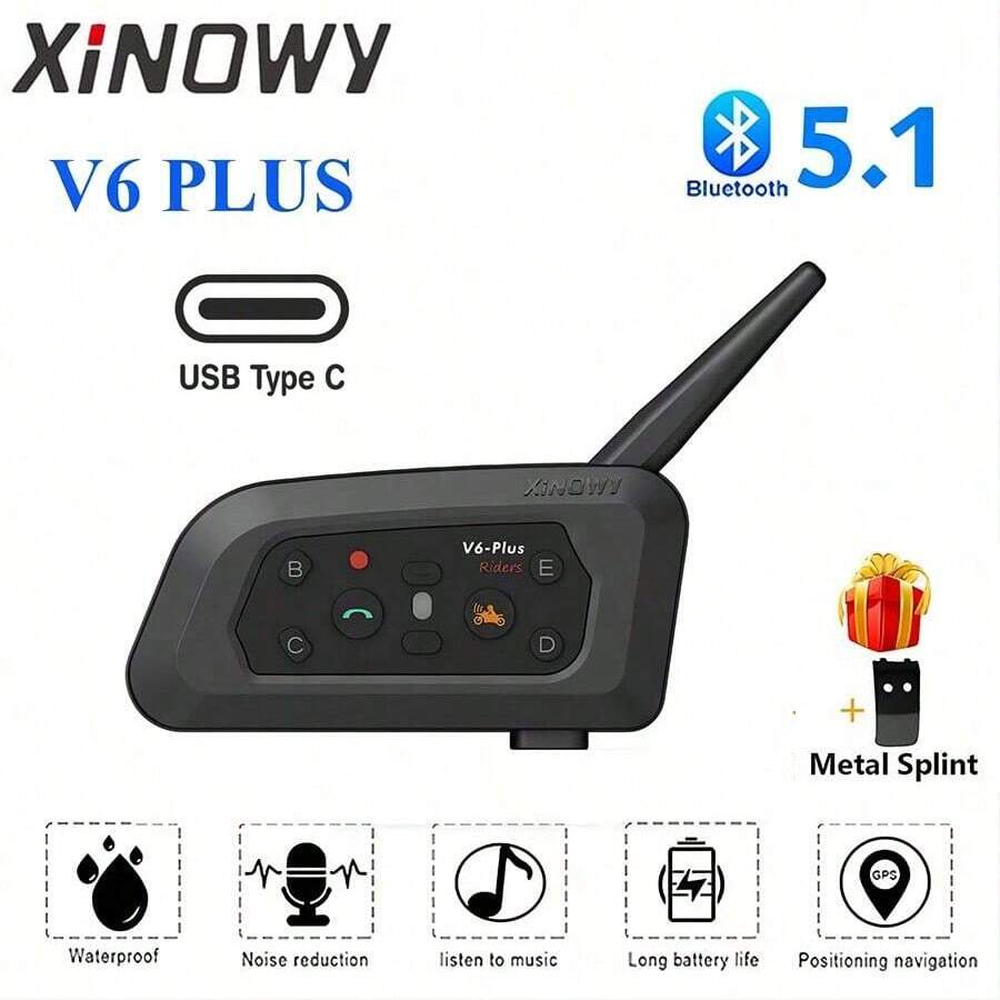 1PC XiNOWy V6 PLUS Motorcycle Helmet Bluetooth Headset Intercom 800M ...